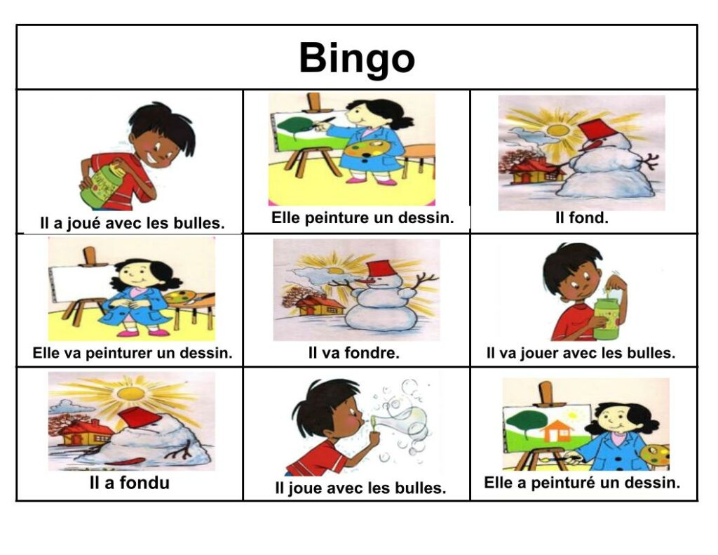 Bingo des verbes - ALF – Grand Nord